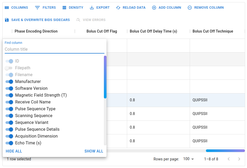 Hiding, Filtering, and Resizing - ExploreASL GUI